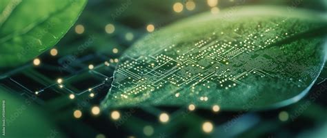 Conceptual Closeup Of A Digital Leaf With Embedded Nanotechnology For