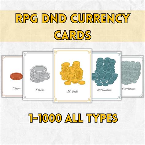 Rpg Currency Coin Tokens Dnd Item Cards Bundle Rpg Dungeons And