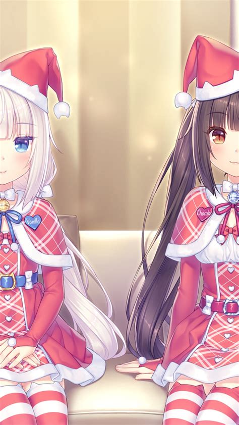 Download Wallpaper Cats Girls Christmas Vanilla Chocola Neko