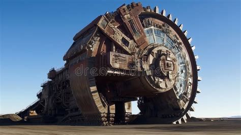 Giant Bucket Wheel Excavator Mining Coal In Large Open Pit Mine Stock