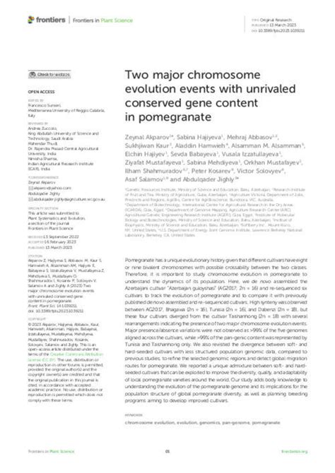 Two Major Chromosome Evolution Events With Unrivaled Conserved Gene Content In Pomegranate Icarda