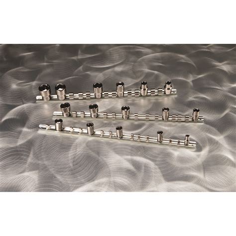 Socket Rails 3 Piece 14 38 And 12 Steel Socket Rail Set