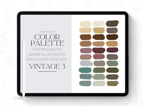 Procreate Color Palette Vintage Color Swatches Earthy Tones Digital Watercolor Paint