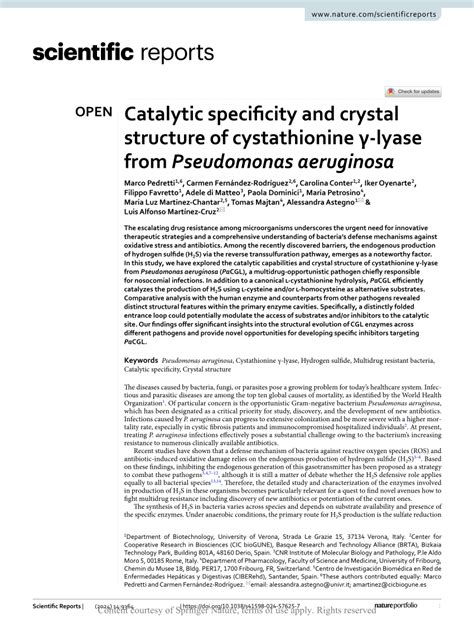 Pdf Catalytic Specificity And Crystal Structure Of Cystathionine γ