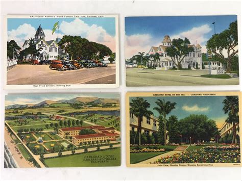 Vintage Carlsbad Ca Twin Inns Carlsbad Hotel Carsbad By The Sea Postcards