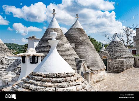 Group Of Beautiful Trulli Traditional Apulian Dry Stone Hut Old Houses