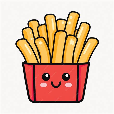 Cute Cartoon French Fries Illustration Premium Ai Generated Vector