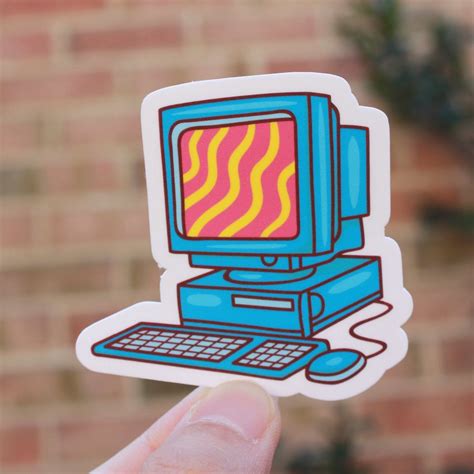 90s Computer Die Cut Weatherproof Sticker Tumbler Stickers Laptop