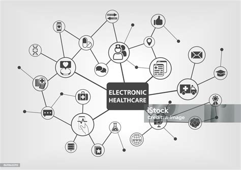 Ilustración De Concepto De Salud Electrónico Con Red De Conexión Iconos
