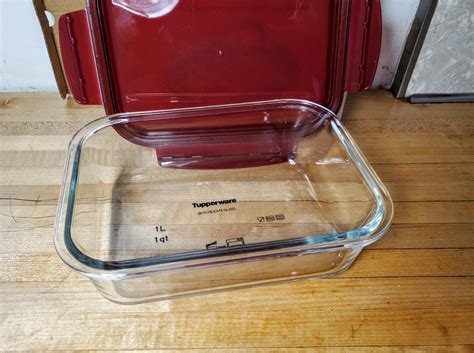 Tupperware Premiaglass Serve And Store Container Red 1 Qt 1 L Etsy
