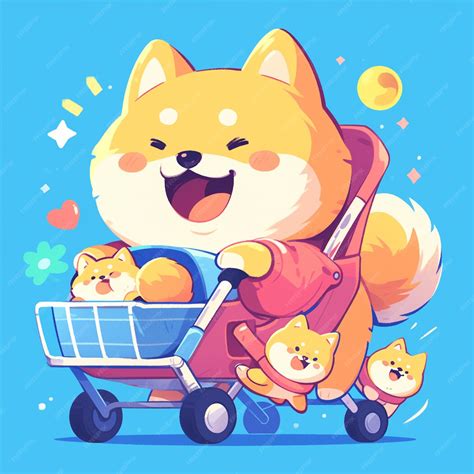 Premium Vector Pomapoo Riding In A Stroller