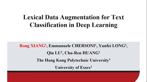 Lexical Data Augmentation For Textclassification In Deep Learning Youtube