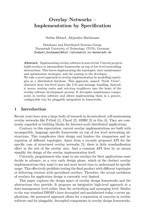 Pdf Overlay Networks Implementation By Specification