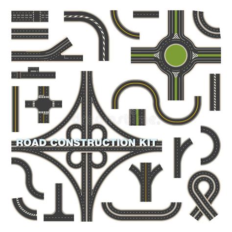 Top View On Road Parts For Construction Kit Stock Vector Illustration