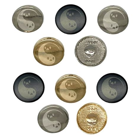 Yin Yang Ghosts Spooky And Cute Set Of 10 Metal 06 15mm Sewing