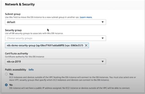 Amazon Rds Aws Rds Network And Security Panel Not Visible Stack Overflow