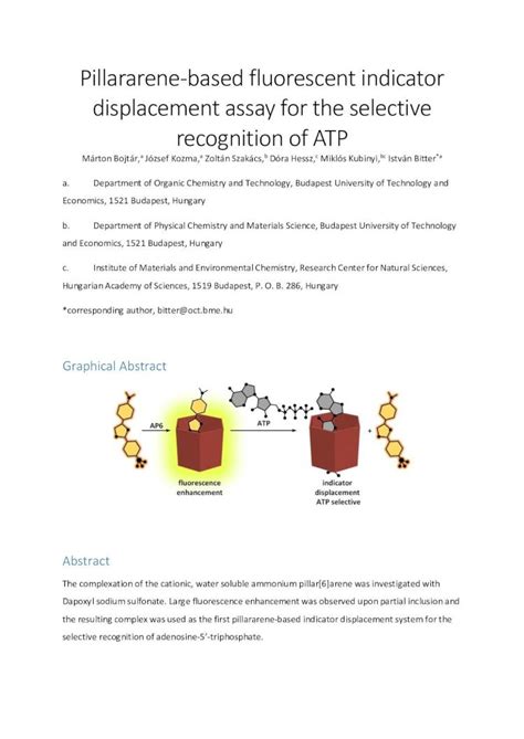 Pdf Pillararene Based Fluorescent Indicator Displacement Assay