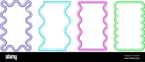 Wavy Rectangle Border Frame Squiggle Edge Box Neon Color Scallop