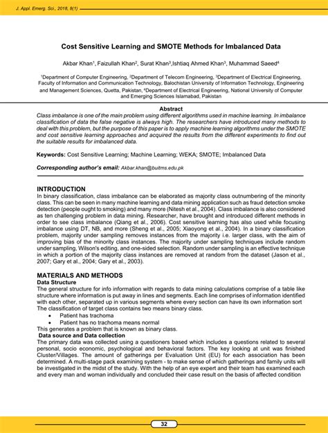 Pdf Cost Sensitive Learning And Smote Methods For Imbalanced Data