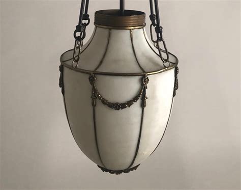Genuine Antique Lighting Classical Leaded Glass Inverted Pendant Ceiling Light