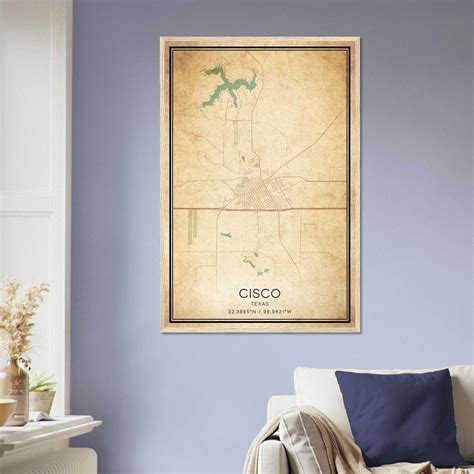 Vintage Cisco Texas Map Poster Cisco Tx City Road Wall Art Print Custom Maps And Posters