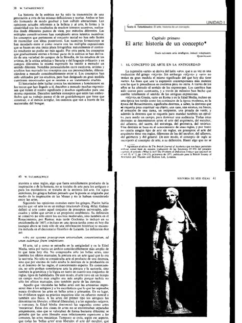 El Arte Historia De Un Concepto Tatarkiewicz 1 Pdf