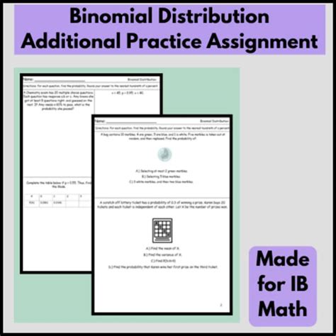 Binomial Distributions Ib Math Additional Practice Worksheet Tpt