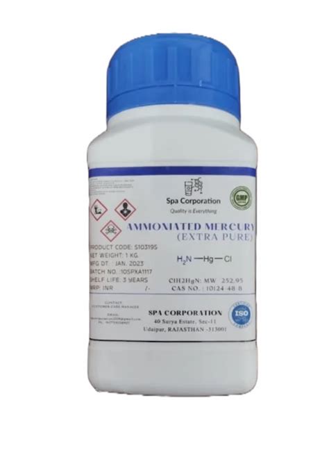 Ammoniated Mercury Chloride 99 500gm Bottle At Rs 13000kg In Udaipur