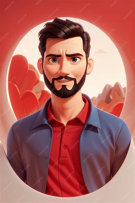 Premium Photo Flat Avatar Person On Red Bacground Cartoon Character