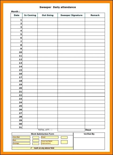 Employee Daily Attendance Sheet Attendance Sheet In Excel Attendance