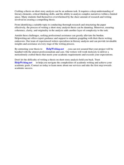Short Story Analysis Thesis Pdf Essays Plot Narrative