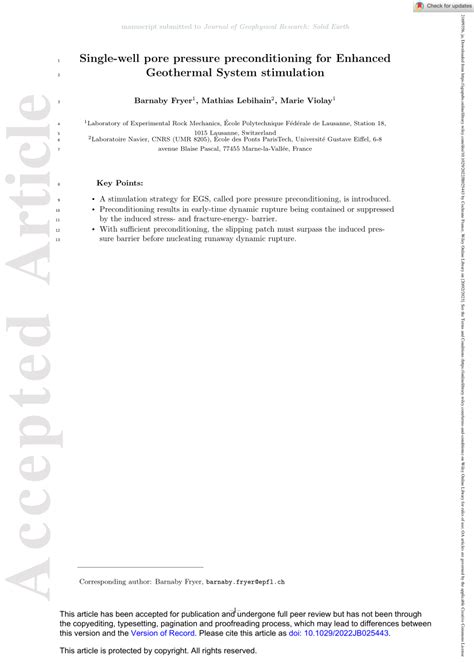 Pdf Single‐well Pore Pressure Preconditioning For Enhanced Geothermal