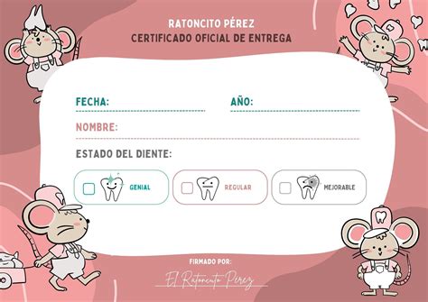 Certificado Ratoncito Pérez Plantilla Canva Escuela De Higiene