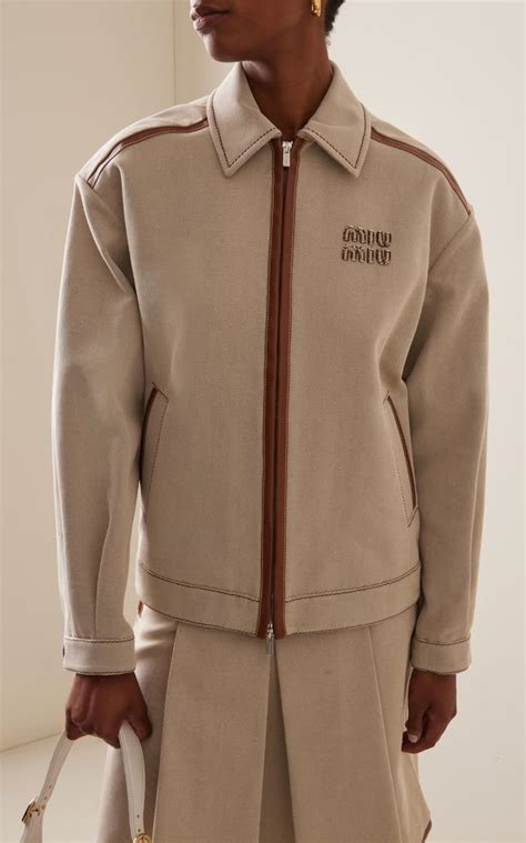 Leather Trimmed Canvas Jacket By Miu Miu Moda Operandi Menswear