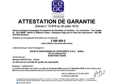 Garantie Cegc Syndic De Copropriétés Sdc