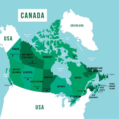 Canada Country And Capital City Full Map 23167281 Vector Art At Vecteezy
