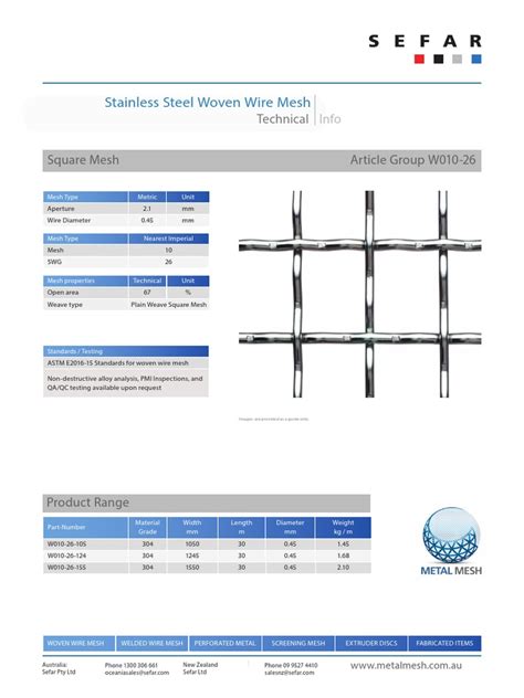 Stainless Steel Woven Wire Mesh Pdf