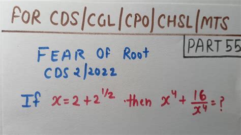 Fear Of √underroot Part 55 Imp For Cgl Cds Cpo Chsl Mts Upsc Cds Cgl Cds Thanks Youtube