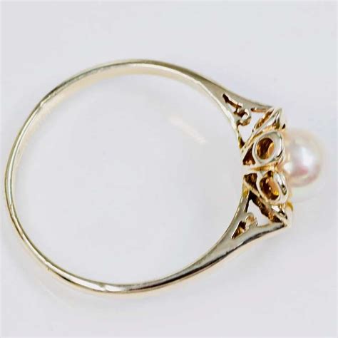 Rings 9ct Yellow Gold Vintage Freshwater Pearl Ring With Intricate