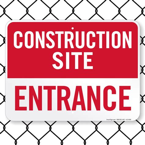 Construction Site Entrance Sign In Red Traffic Sign