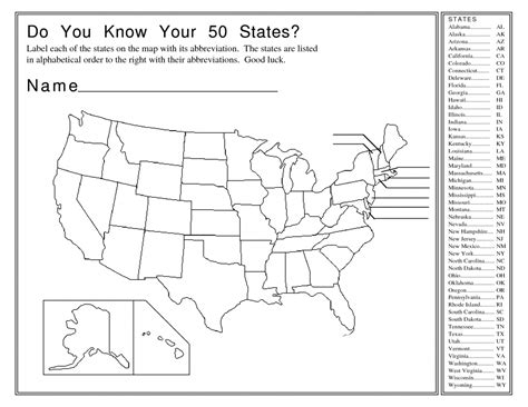 United States Map Quiz Printable Pdf