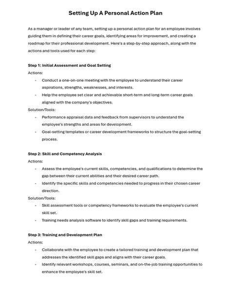 Day 5 Performance Action Plan Pdf Mentorship Goal Setting