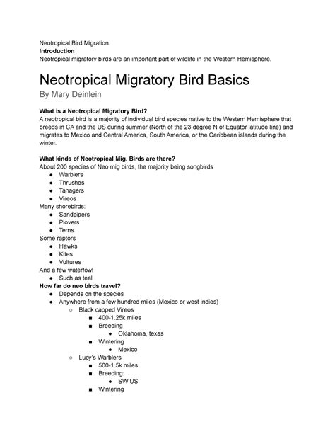 Upland Birds Module 1 Neotropical Migration Neotropical Bird Migration Introduction