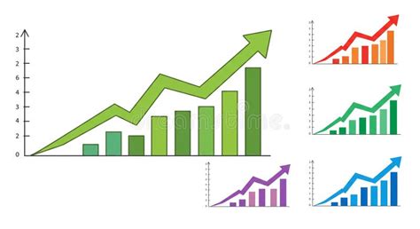 Bar Charts With Upward Pointing Arrows Representing Growth Or Increase