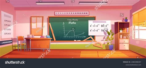 Math Classroom Interior Furniture Equipment Vector Stock Vector Royalty Free 2483396307