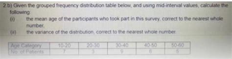 Solved 2 B Given The Grouped Frequency Distribution Table