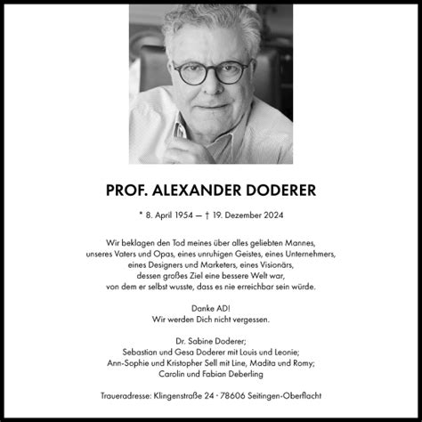 Traueranzeigen Von Alexander Doderer Schwaebische De Trauerportal