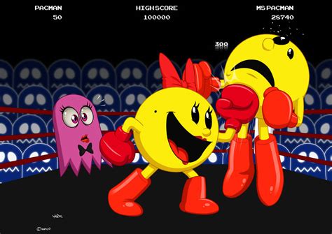 A Punching Surprise Pac Man Vs Ms Pac Man By Mastersaruwatari On