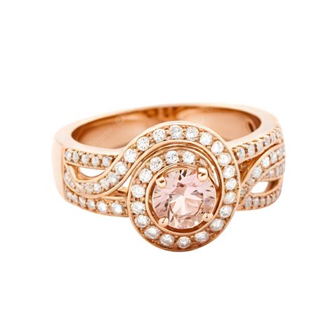 The Intricate Pink Gold Ring Featuring Radiant Diamonds Stands Out In A