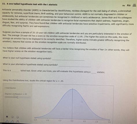 Solved 11 A One Tailed Hypothesis Test With The T Statistic